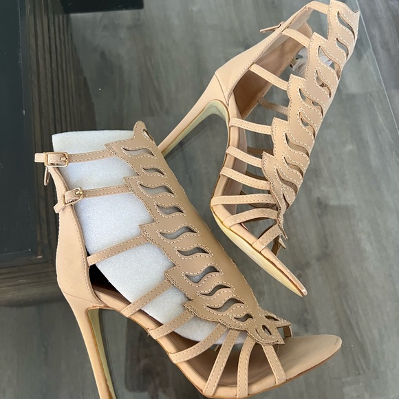 Glaze | Shoes | Glaze Tan Stiletto Heels With Cage Design | Poshmark